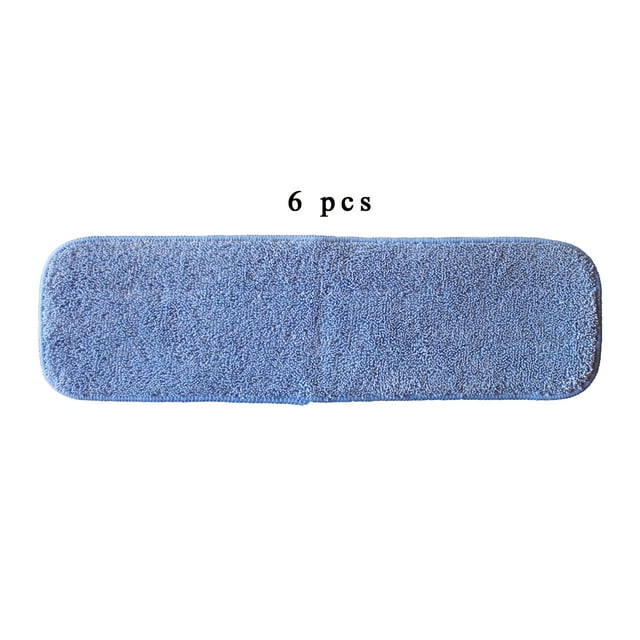 6-pack of 18"x5" Blue Microfiber Mop Pads for Hook and Loop Mopheads ...
