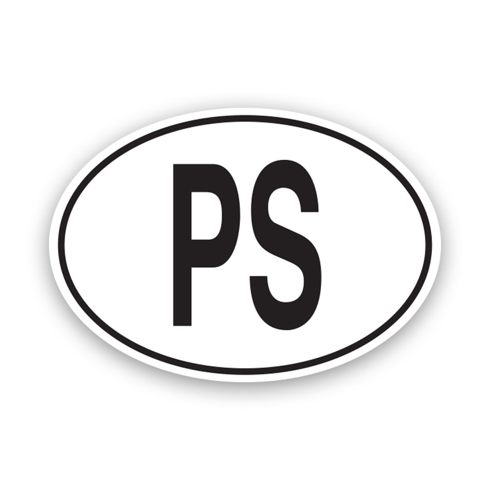 PS Palestine Country Code Oval Sticker Decal - Self Adhesive Vinyl ...