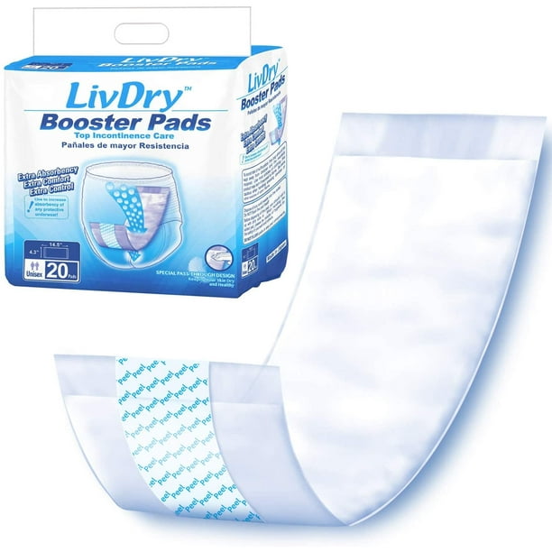 LivDry Unisex Incontinence Booster Pads | Extra Absorbent Passthrough ...
