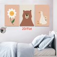 2D Flat Set of Three 2D Flat Canvas Artworks Without Frames, Featuring a Charming Brown Bear ...