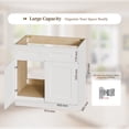 36" Solid Wood Shaker Sink Base Cabinet – White 24" Deep 2-Door Ready ...