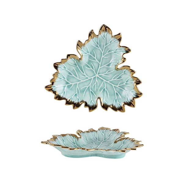 Phnom Penh Maple Leaf Plate Ceramic Jewelry Storage Serving Tray Cake ...