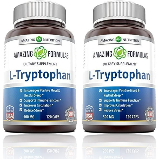 Amazing Formulas L-Tryptophan Supplement 500 Mg Capsules, 120 Capsules (Non GMO,Gluten Free ...