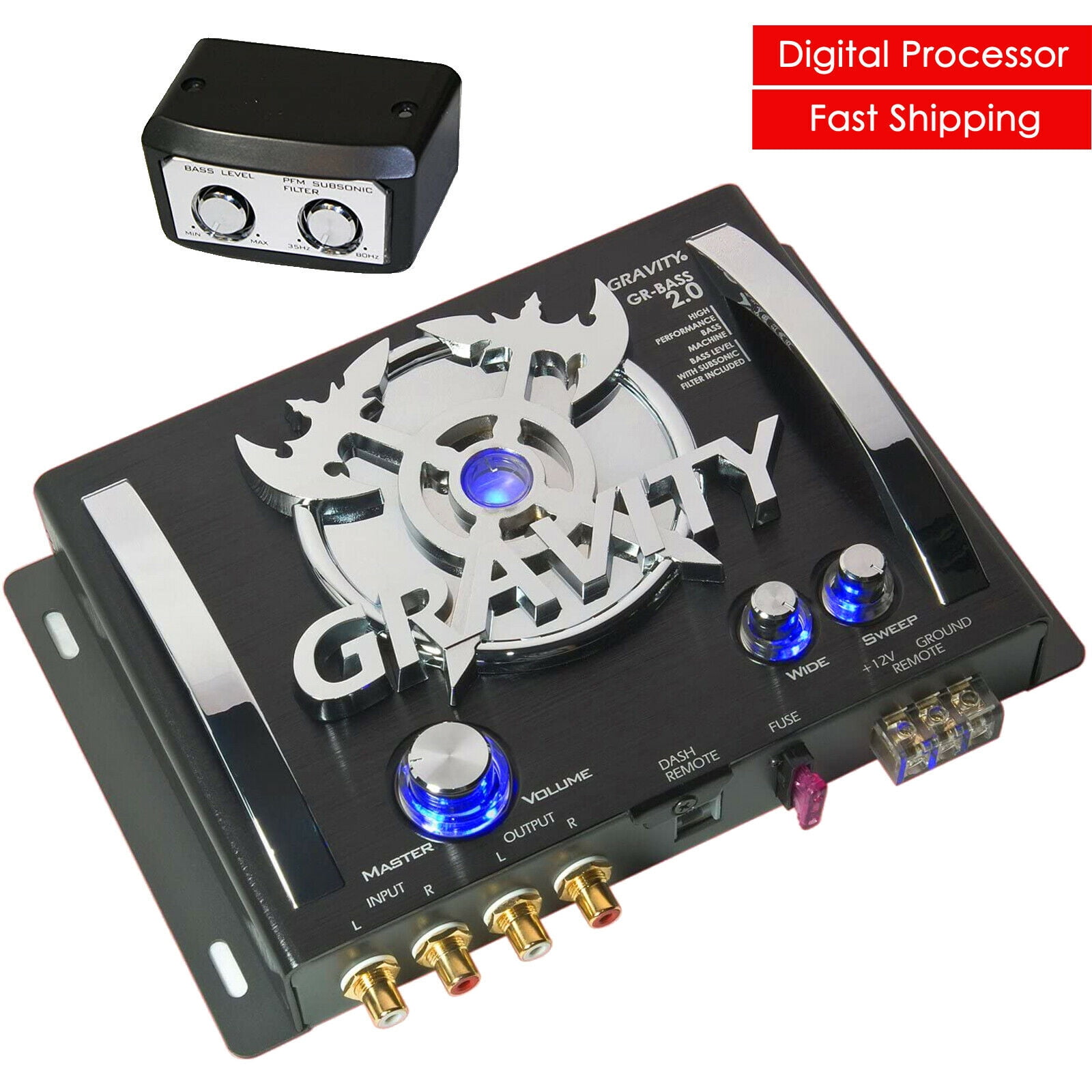 Gravity Pro Car Audio Digital Bass Machine Processor w/ Driver Bass ...