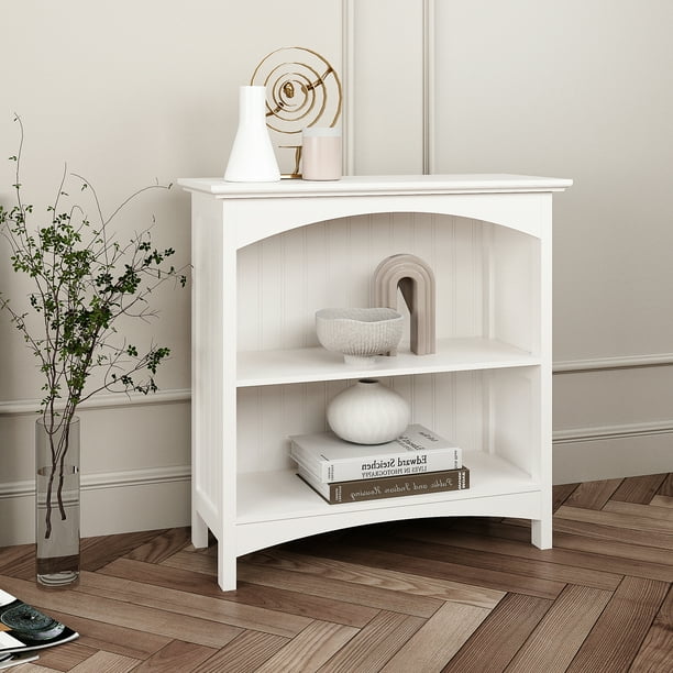 eHemco 2 Tier Storage Shelf Bookcase with 2 Arched Supports, 29 Inches ...