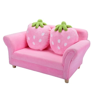 Costway Kids Sofa Strawberry Armrest Chair Lounge Couch w/2 Pillow ...