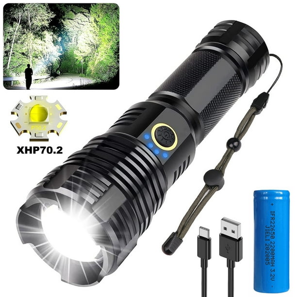 Rechargeable Flashlight High Lumens, 120000 Lumens XHP70.2 Super Bright ...