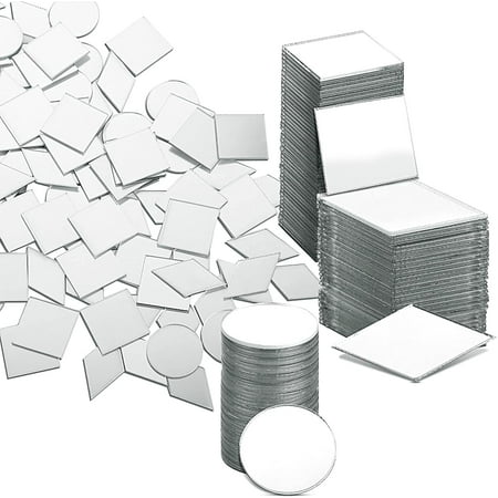 390 Pieces Mini Mirror Tiles Mini Square Mirror Tiles DIY Round Acrylic ...