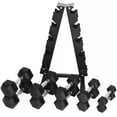 BalanceFrom 150LB Rubber Coated Hex Dumbbell Weight Set with A-Frame ...
