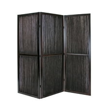 Foldable Metal Screen with Geometrical Design and 3 Panels, Brown ...