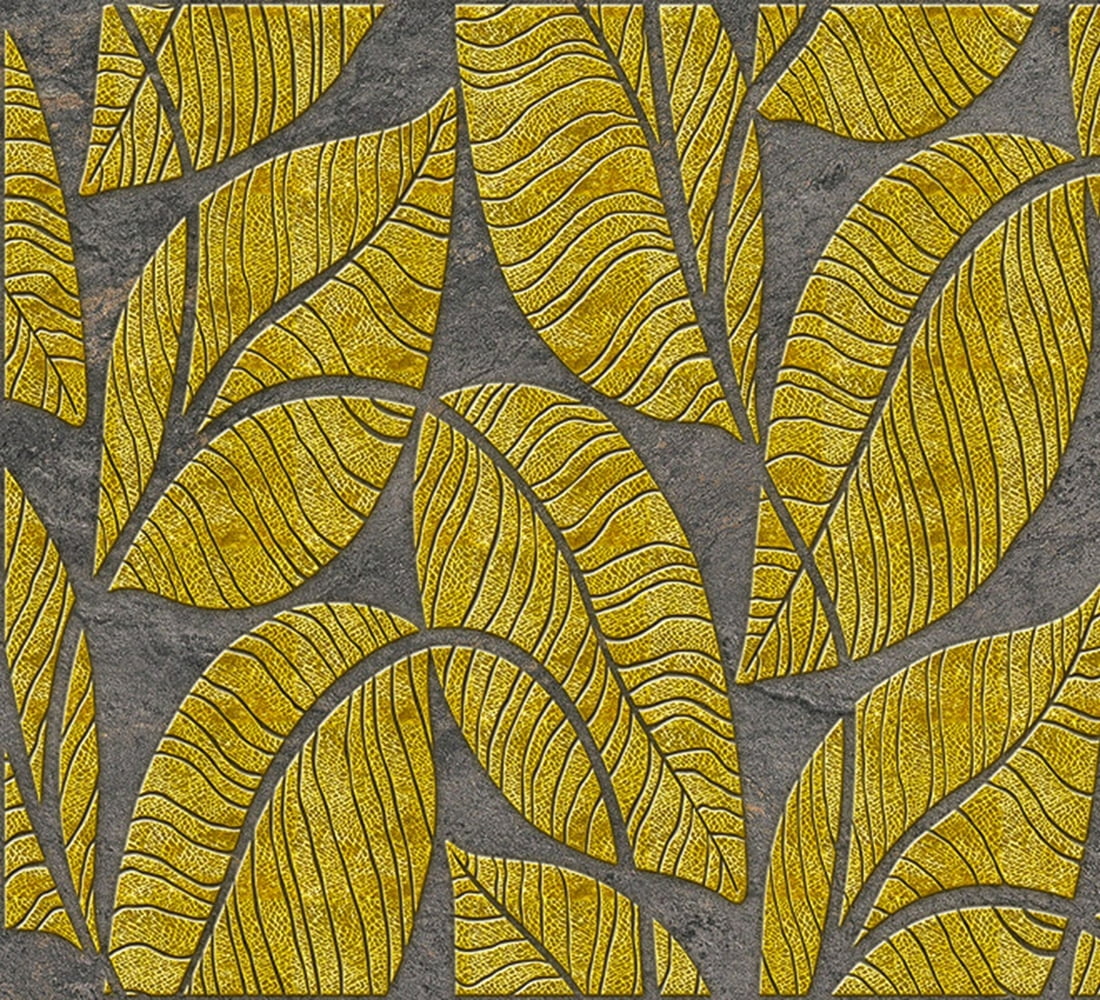 Dundee Deco's Gold Grey Faux Leaves PVC 3D Wall Panel, 3.2 ft X 1.6 ft ...