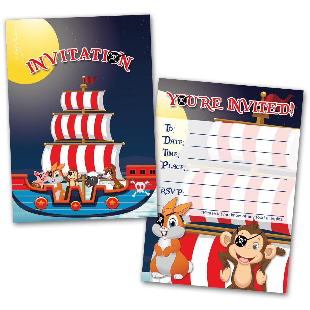 Pirates Party Invitation Cards For Kids 20 Invites 20 Envelopes Pirates Party Invitation Cards For Kids 20 Invites 20 Envelopes
