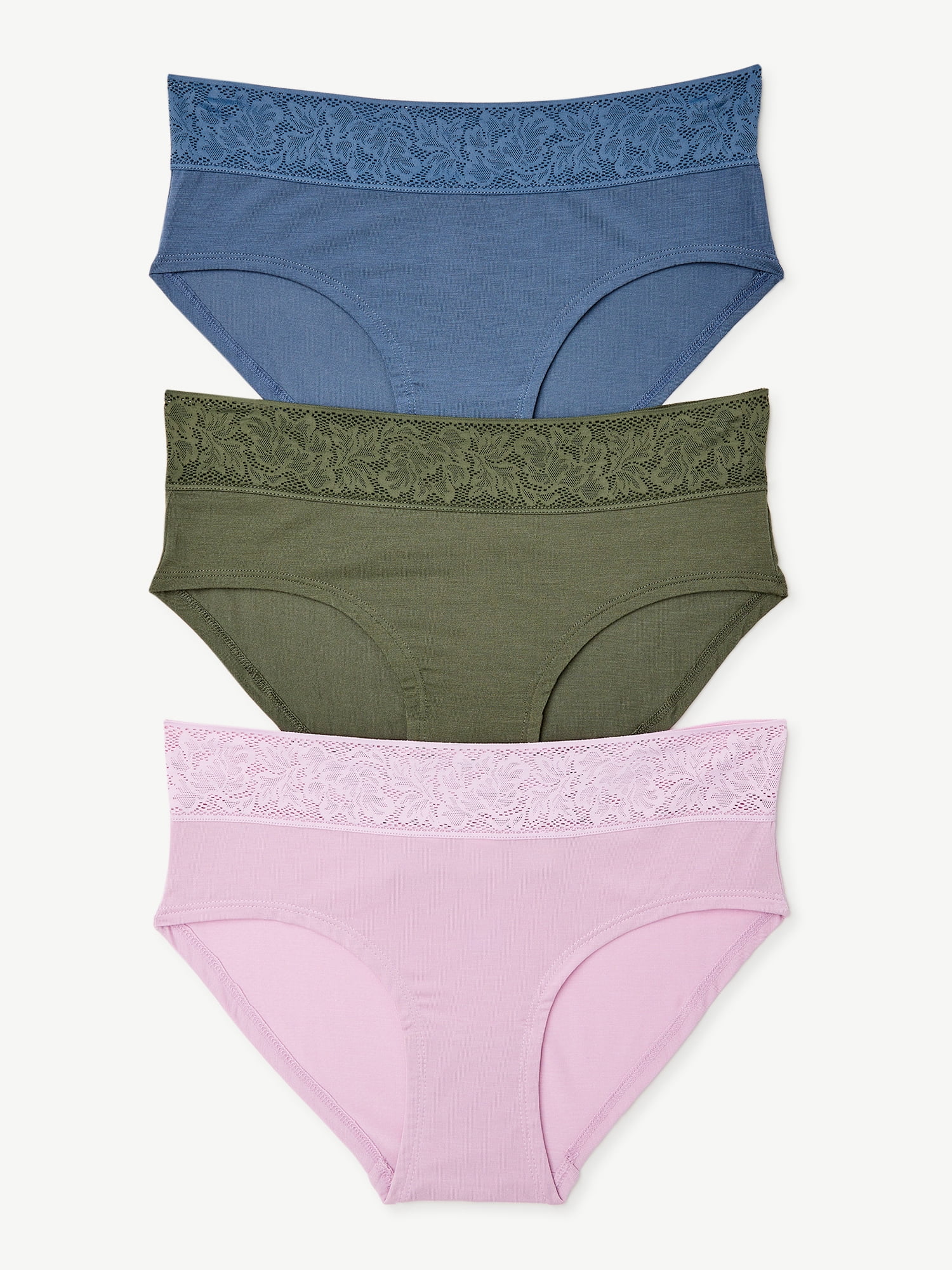 Joyspun Women's Modal and Lace Hipster Panties, 3-Pack, Sizes S to 3XL ...
