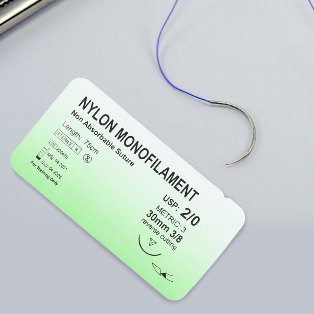 Kit de práctica de sutura de monofilamento no lesionado con sutura de hilo médico 2/0 (Nylon2 ...