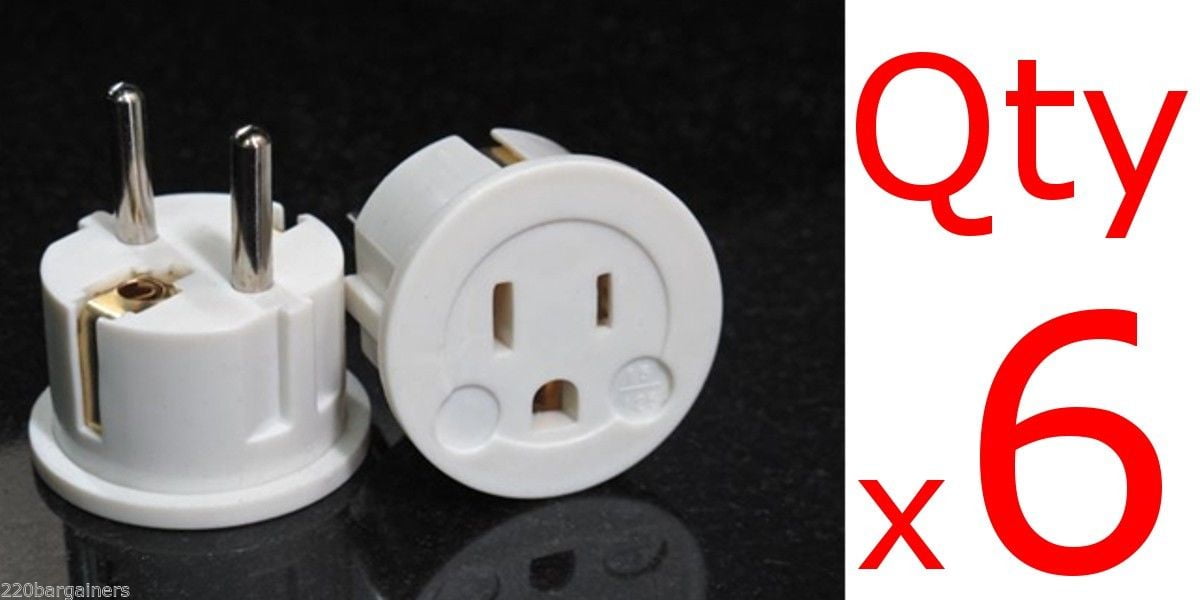 6 Pack of Plug Adapters - European Asian Schuko Plug Adapter USA to ...
