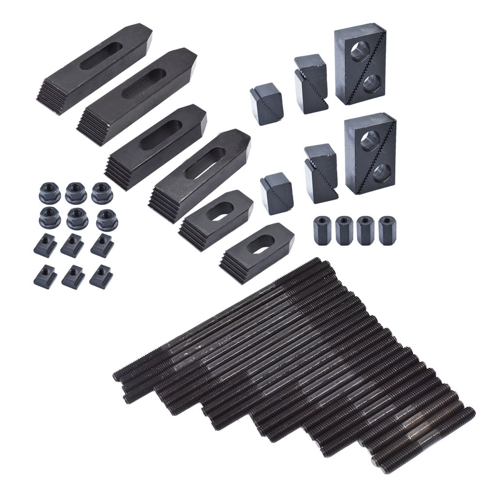 58 PCS 3/8-16 Bolts Machine Tool Fixtures 7/16" T-Slot Clamp Set Kit ...