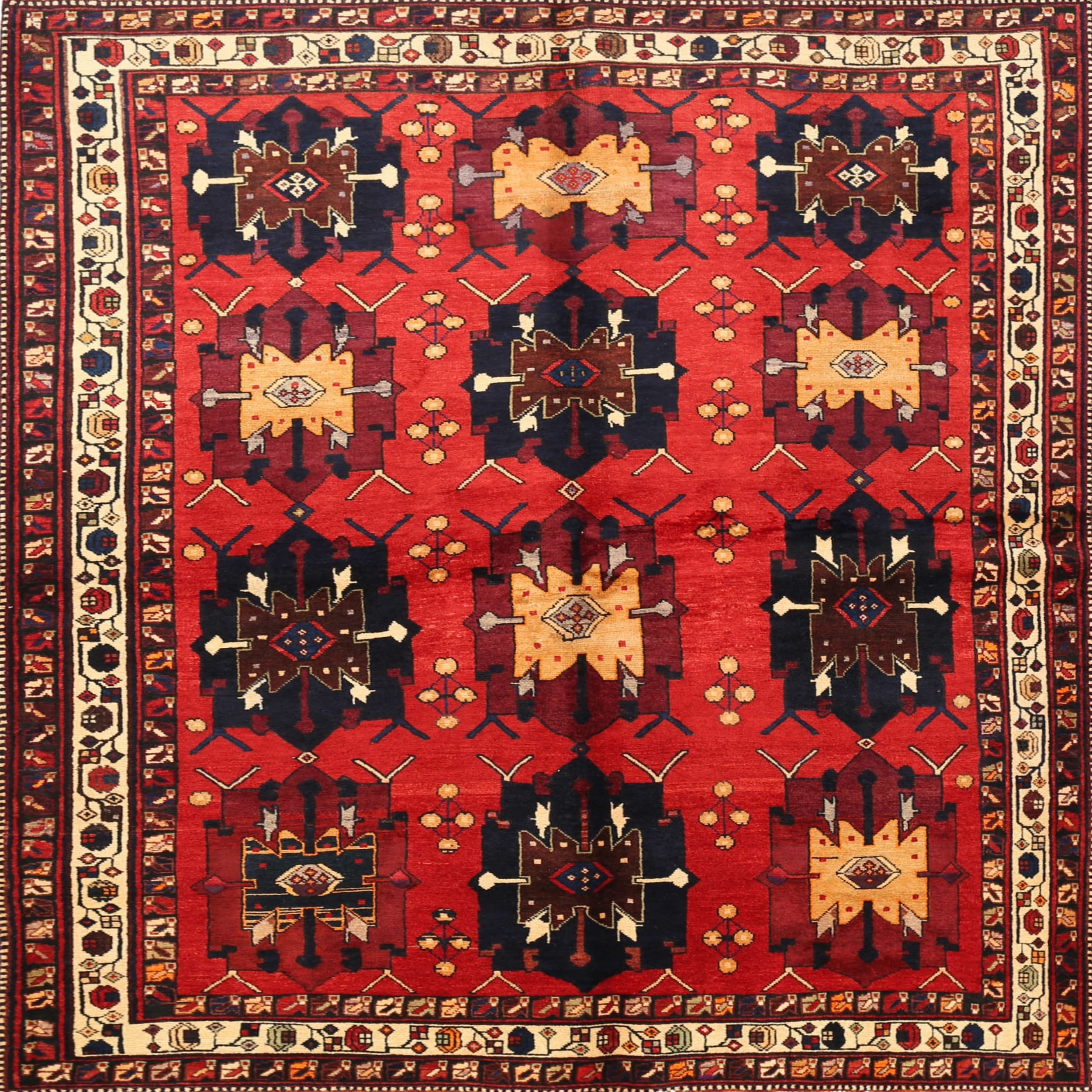 Ahgly Company Indoor Square Traditional Sienna Brown Persian Area Rugs ...