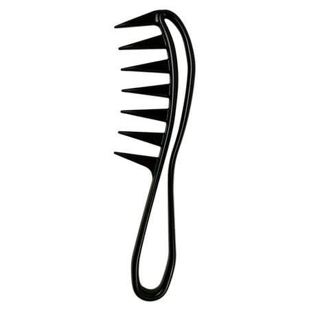 HUSERYT Big tooth comb plastic wide tooth comb black anti-static curly ...