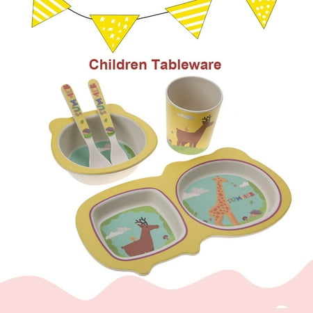 Domqga 5 Pcs / set Eco-friendly Bamboo Fiber Cartoon Children Tableware ...