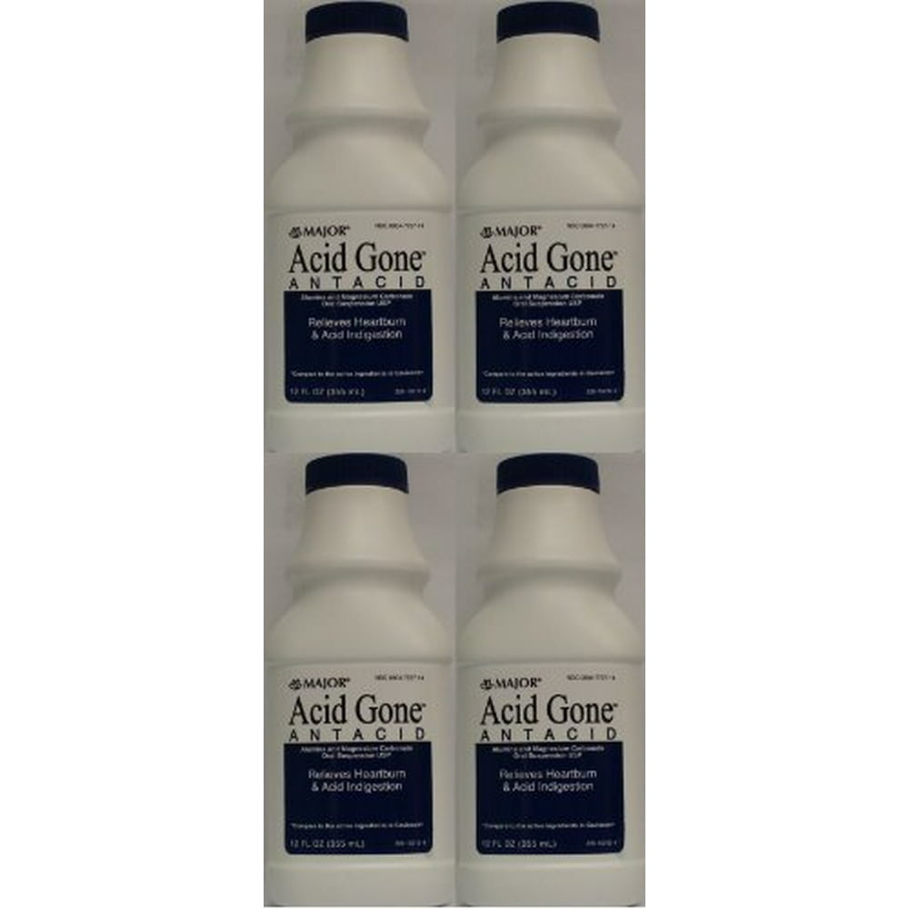 4-Pack Major Acid Gone Antacid Liquid 12 oz. (Set of 4) - Walmart.com ...