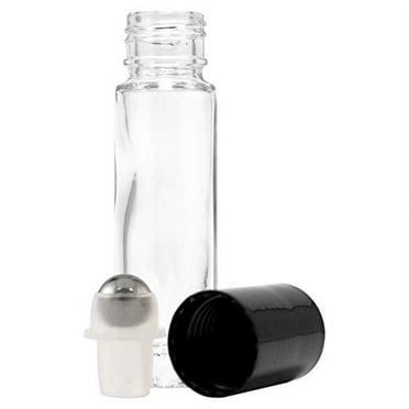 12 Pack - 10 ml (1/3 fl oz) Amber Roll On Bottles With Plastic Roller Balls (Pack of 12 ...