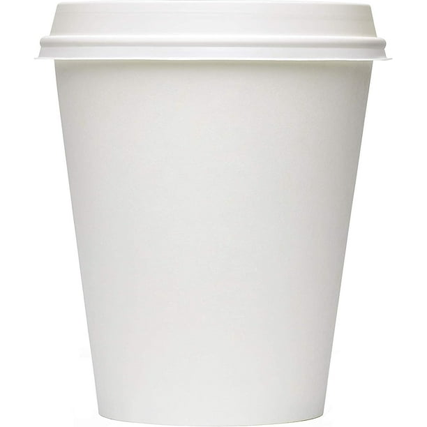 Ecoquality 10 Oz White Hot Drink Paper Cups With White Dome Lids