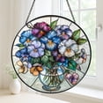 Botanical Pansy Vase Design Stained Glass Suncatcher – Window Decor ...
