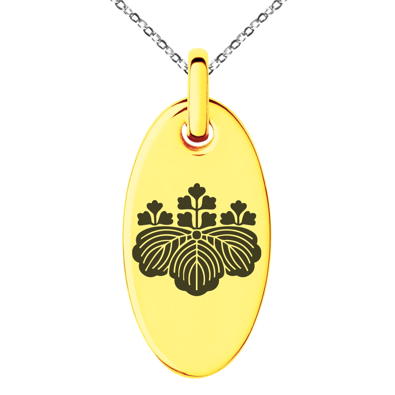 Stainless Steel Toyotomi Samurai Crest Engraved Small Oval Charm ...