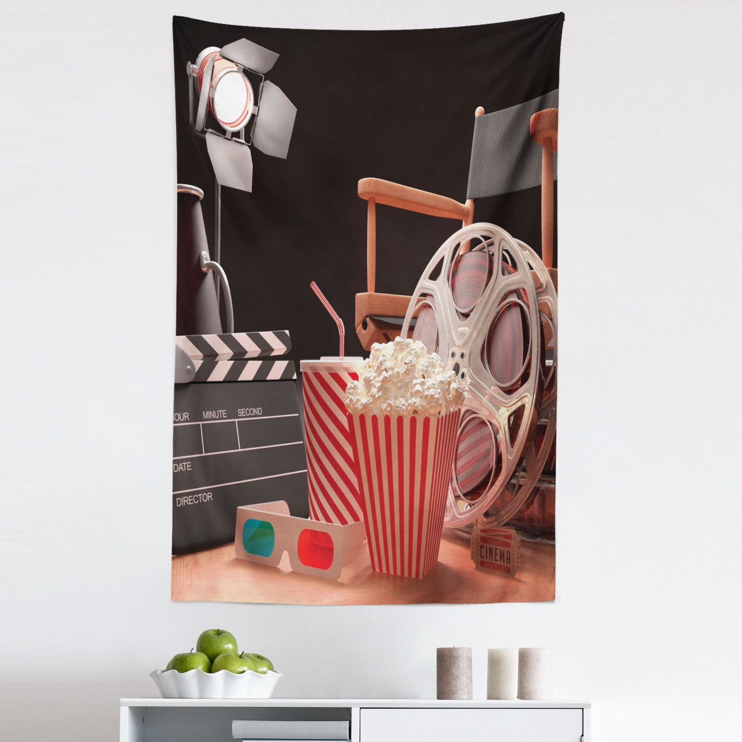 Movie Theater Tapestry, Objects of the Film Industry Hollywood Motion ...