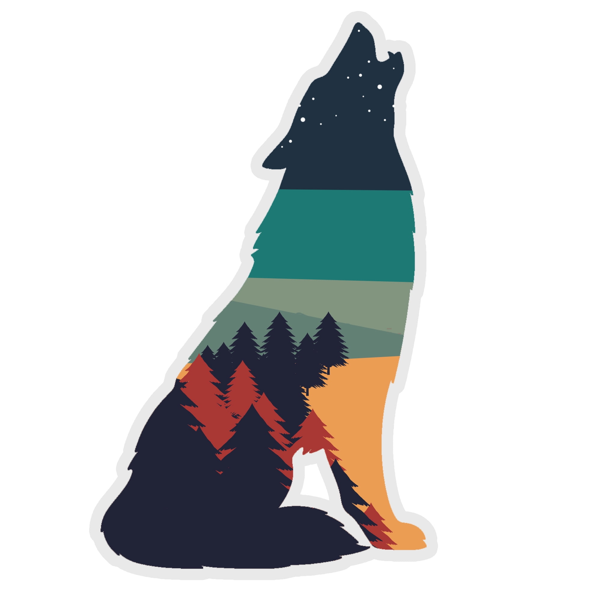 Wolf Starry Forest Decorative Car Truck Decal Window Sticker Vinyl Die ...