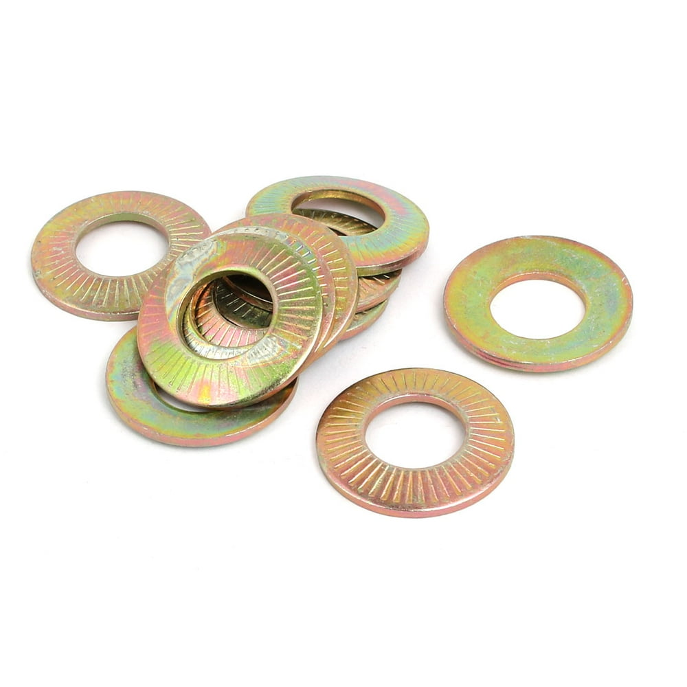 M14 Inner Dia Carbon Steel Serrated Conical Washer Bronze Tone 10pcs ...