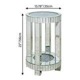 "24"" Silver Mirrored Side Table with Diamond Crush for Living Room ...