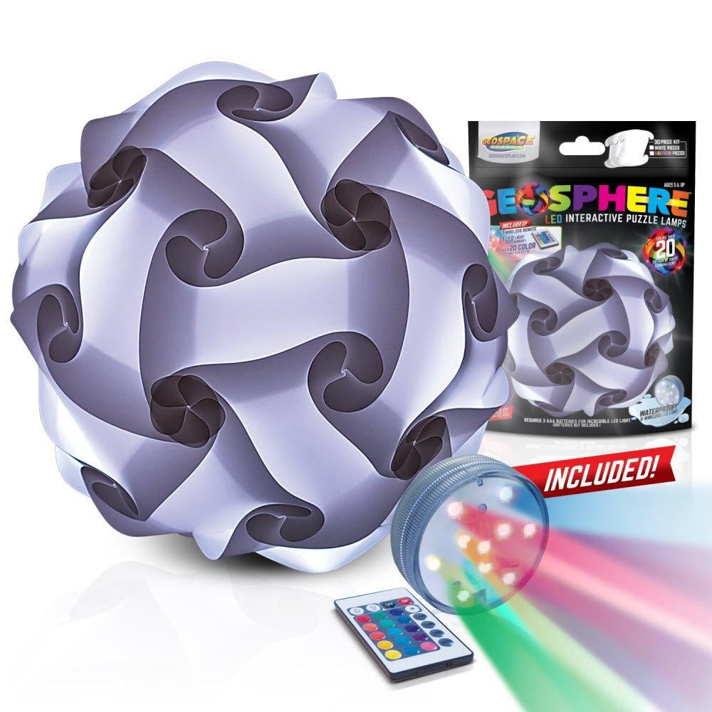 Geosphere - 12-Inch LED Puzzle Lamp Kit & Wireless Remote (White ...