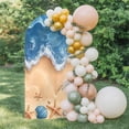Abstract Blue Arch Backdrop Cover, 6FT, Beach Starfish Seashell Sand ...