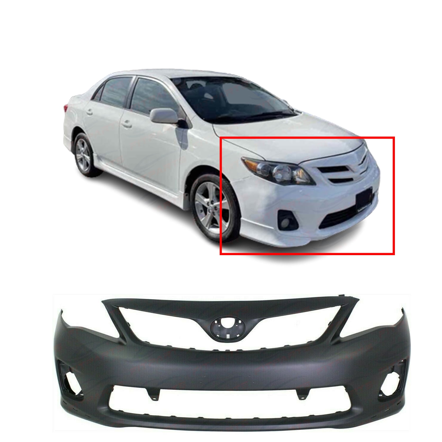 Primed Front Bumper Cover for 2011-2013 Toyota Corolla S XRS TO1000373 ...