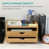 Navaris Desk Organiser Made of Bamboo - Pre-Assembled Office Organiser ...