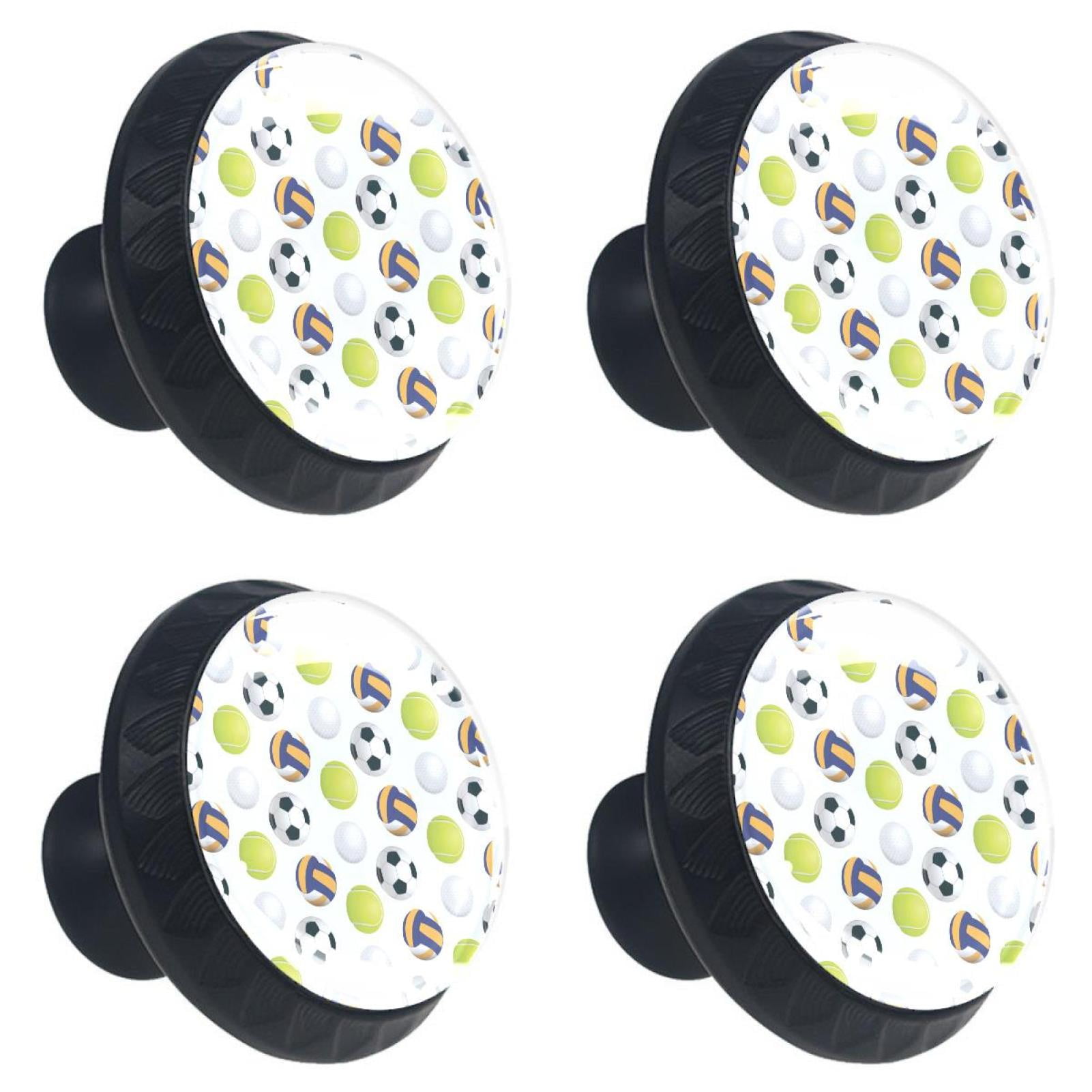 4 Pcs Sport Ball Knobs for Kitchen Cabinet Cupboard Dresser Bookcase Drawer Pulls Handles Round ...