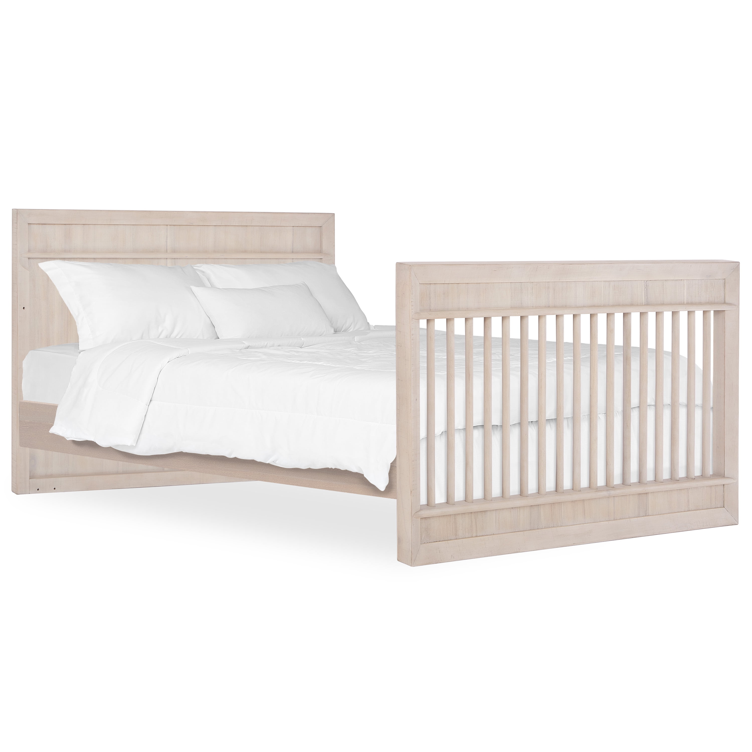 Evolur Convertible Crib Wooden Full Size Bed Rail, Sand Castle Oak ...
