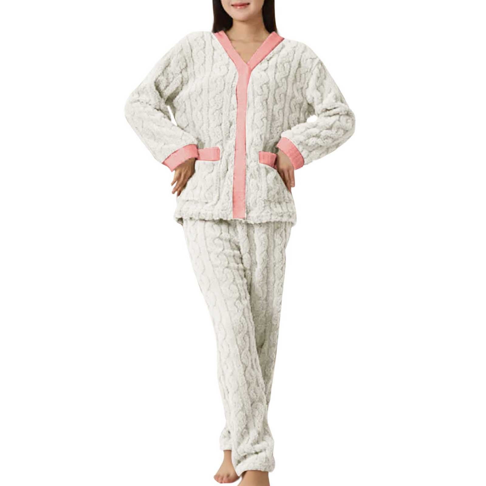 Click here for Hoksml Womens Solid Color Winter Fleece Pajama Set... prices