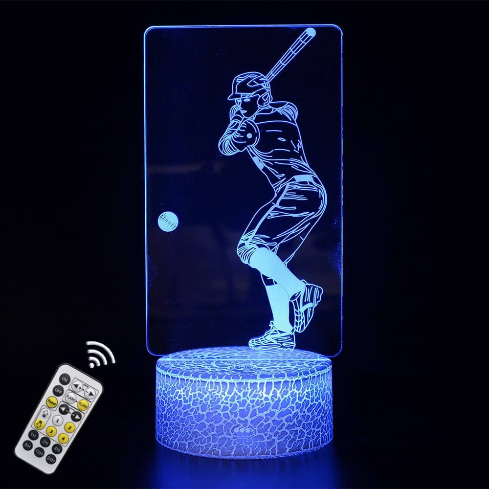 YSITIAN 3D Illusion Baseball Night Light,7 Colors Gradual Changing ...