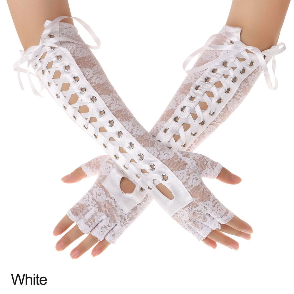1 Pair Night Club Party Cosplay Long Ritual Dance Lace Gloves Punk ...