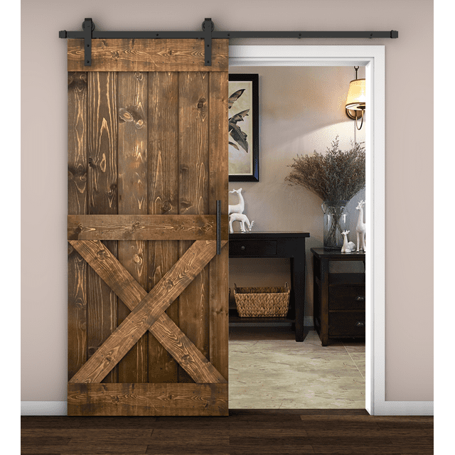 Essencaliy 36in x84in Solid Wood Barn Door, Made-in-USA Farmhouse ...