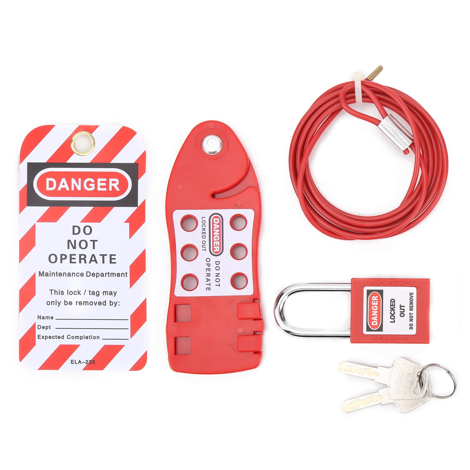 LHCER Safety Hasp,Cable Lockout Hasp Fish Shaped Red Adjustable Cable ...