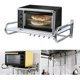 Dingrich Stainless Steel Wall Mounted Microwave Oven Shelf with 5 Hooks ...