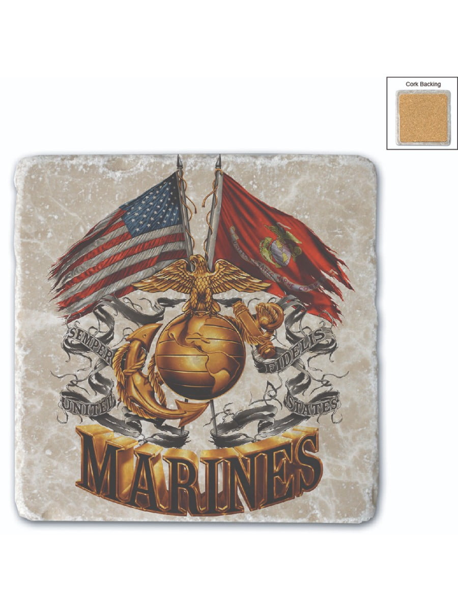 Set of 4 US Marine Corps USMC Marines Semper Fidelis 4"X4" Coasters ...