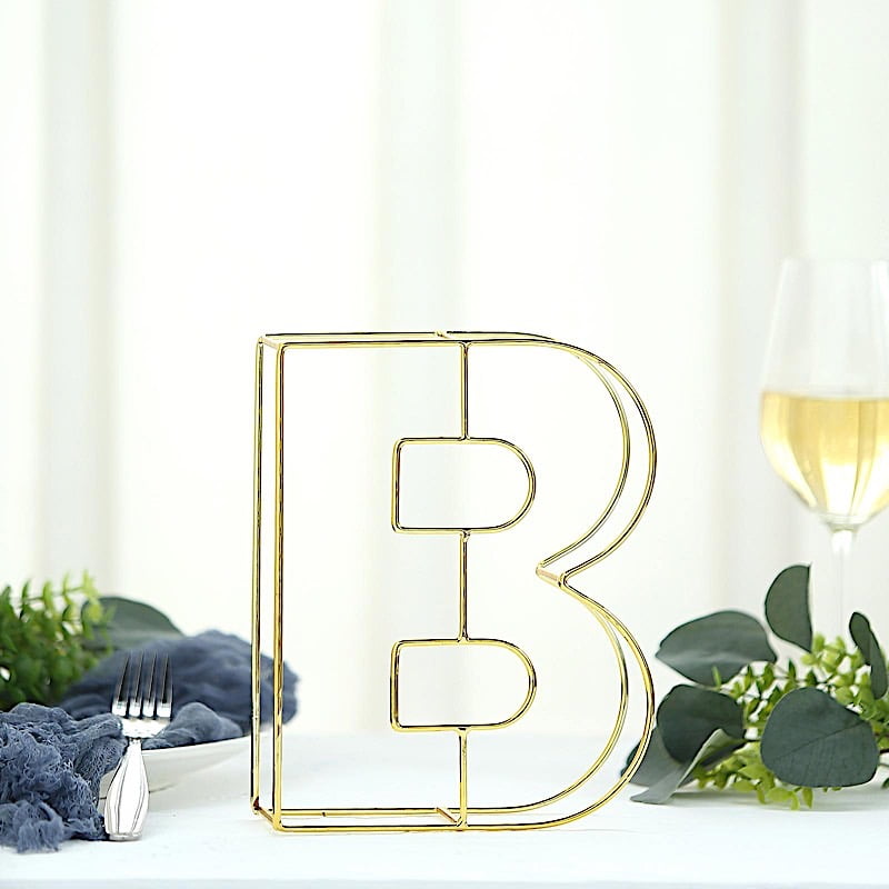 BalsaCircle 8" Gold B Metal 3D Wire Alphabet Number Sign Wedding Party ...