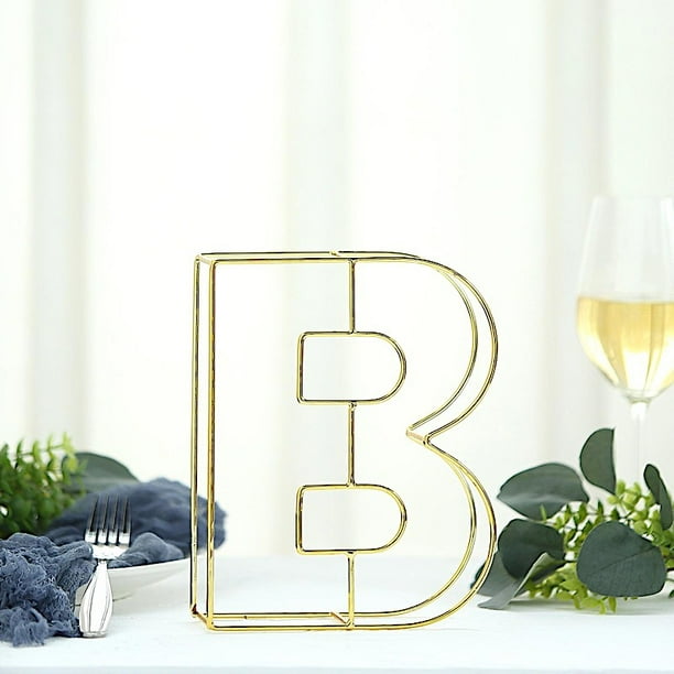 BalsaCircle 8" Gold B Metal 3D Wire Alphabet Number Sign Wedding Party ...