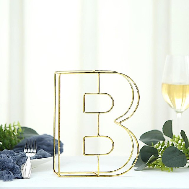 BalsaCircle 8" Gold B Metal 3D Wire Alphabet Number Sign Wedding Party ...