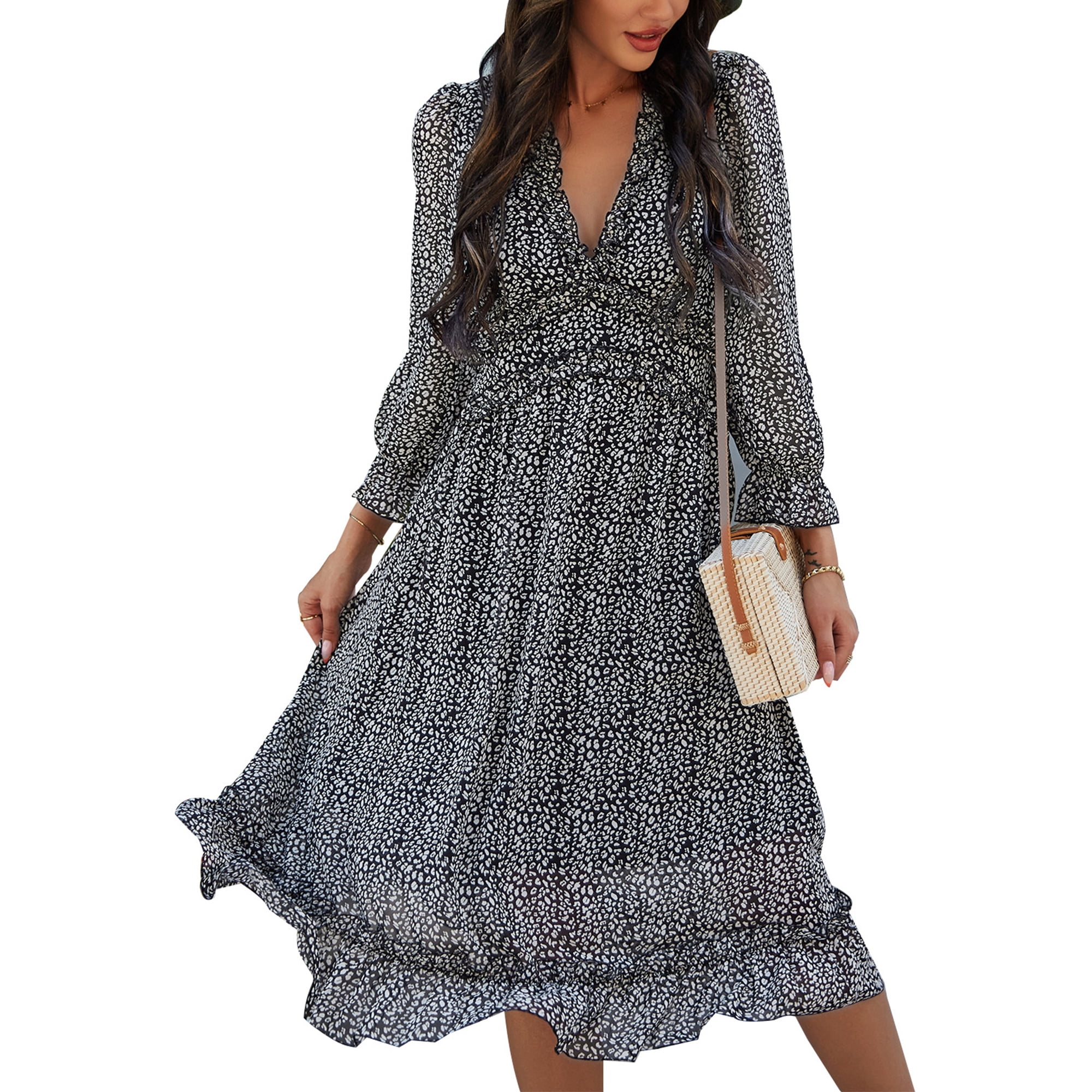 Click here for Sexy Dance Women Midi Dress Floral Print Tunic Sun... prices