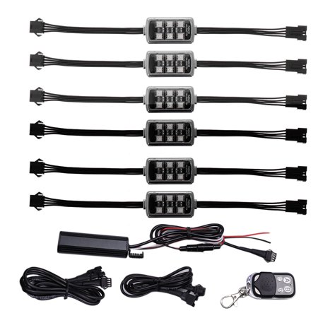 Motorcycle LED Lights 6PCS 36 LED RGB Light Kit Wireless Remote Control ...